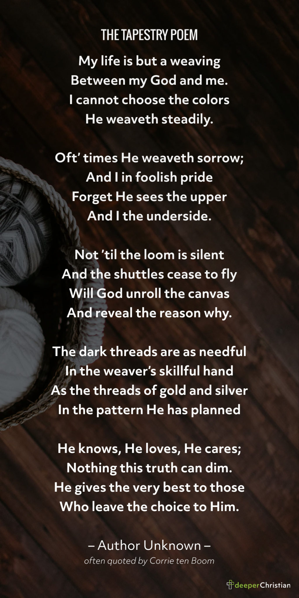 The Tapestry Poem | Deeper Christian Quotes